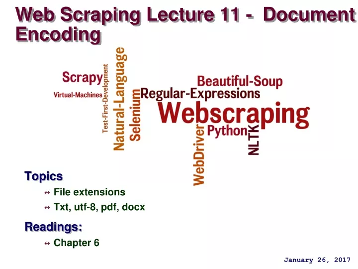 Ppt Web Scraping Lecture 11 Document Encoding Powerpoint