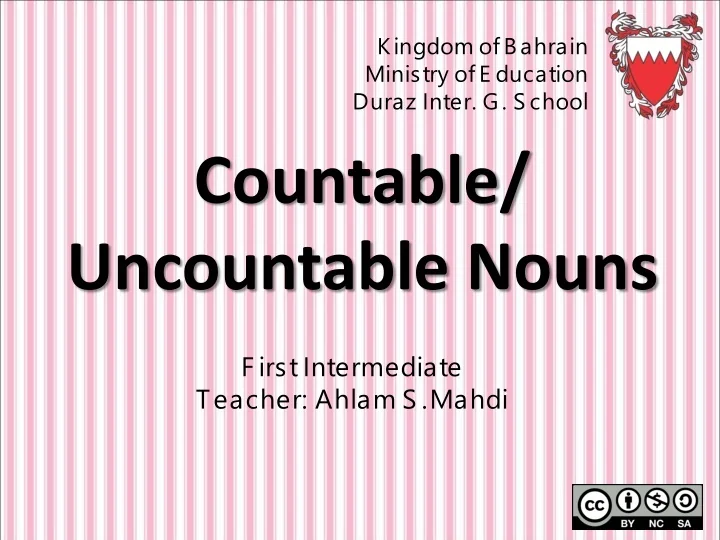 PPT - Countable/ Uncountable Nouns PowerPoint Presentation, free ...
