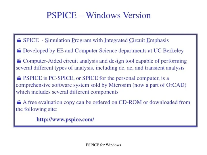 PPT - PSPICE – Windows Version PowerPoint Presentation, free download ...