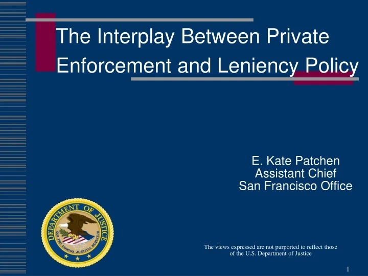 PPT - The Interplay Between Private Enforcement and Leniency Policy ...