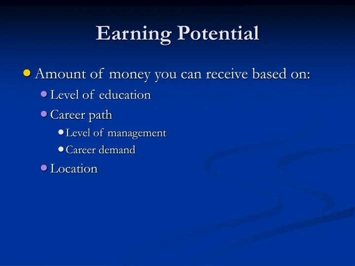 PPT - Earning Potential PowerPoint Presentation, free download - ID:9708222