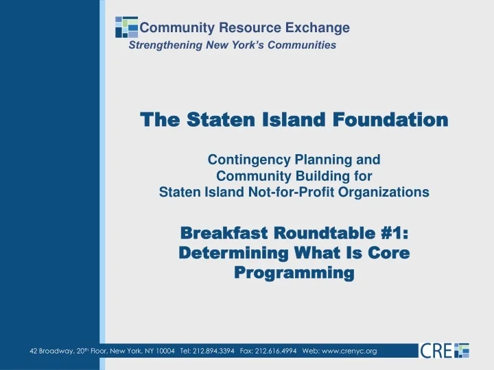 PPT - Community Resource Exchange Strengthening New York’s Communities ...