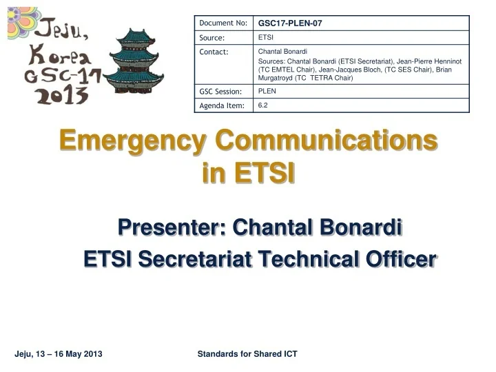 PPT - Emergency Communications in ETSI PowerPoint Presentation, free download - ID:9714205