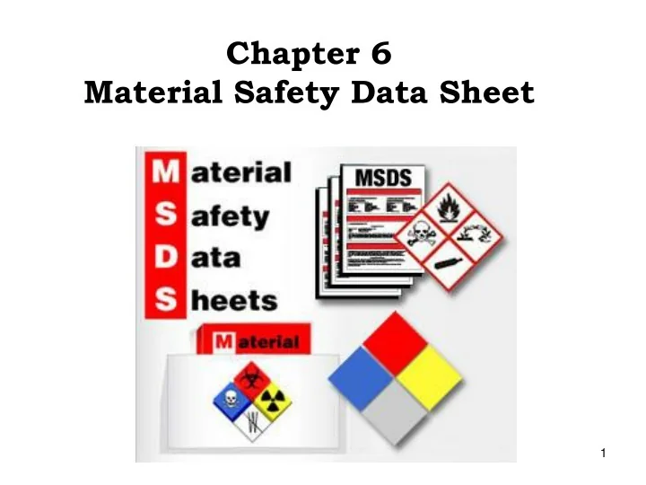 PPT - Chapter 6 Material Safety Data Sheet PowerPoint Presentation ...