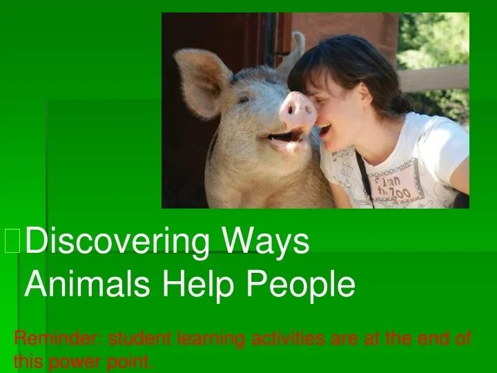 PPT - Discovering Ways Animals Help People PowerPoint Presentation ...