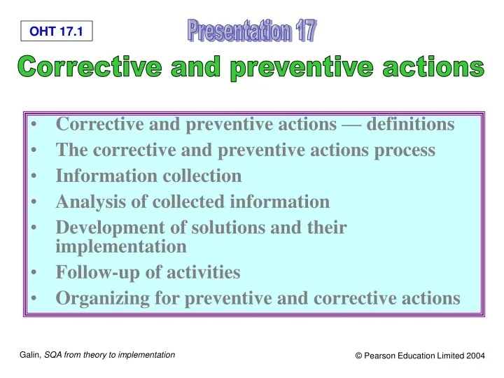 PPT - Corrective and preventive actions — definitions The corrective ...
