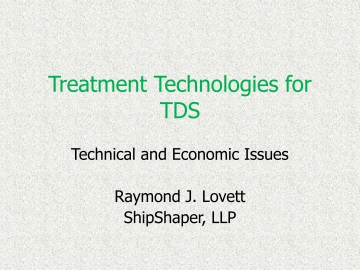 PPT - Treatment Technologies for TDS PowerPoint Presentation, free ...