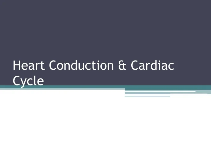PPT - Heart Conduction & Cardiac Cycle PowerPoint Presentation, free ...