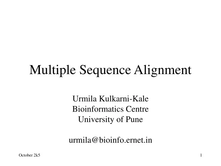 PPT - Multiple Sequence Alignment PowerPoint Presentation, free ...