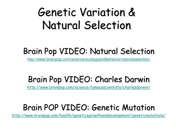 PPT - Genetic Variation & Natural Selection PowerPoint Presentation ...