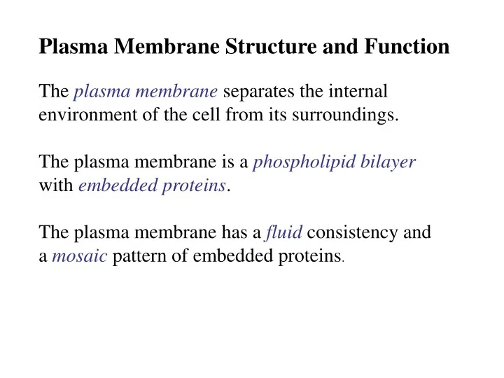 PPT - Plasma Membrane Structure and Function PowerPoint Presentation, free download - ID:9725985