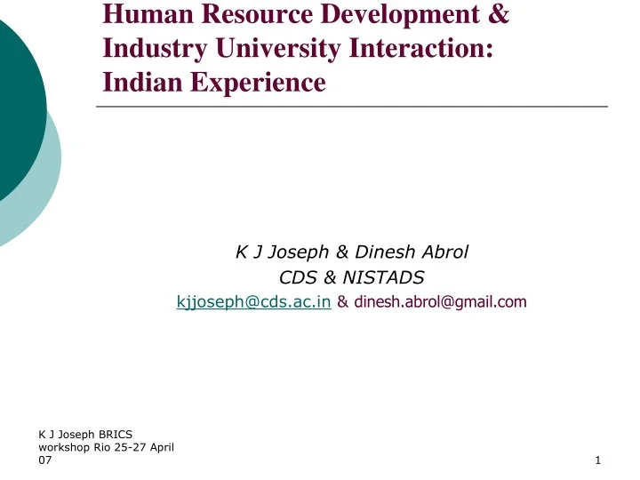 PPT - Human Resource Development & Industry University Interaction ...