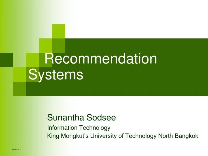 PPT - Recommendation Systems PowerPoint Presentation, free download ...
