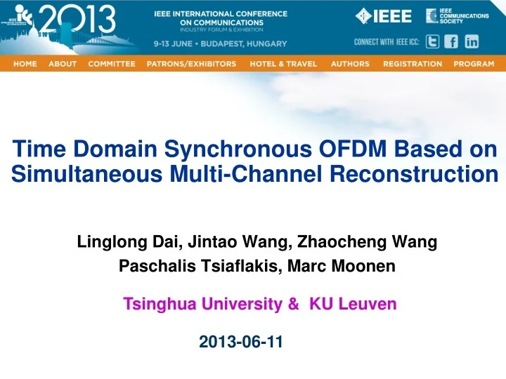 PPT - Time Domain Synchronous OFDM Based on Simultaneous Multi-Channel ...