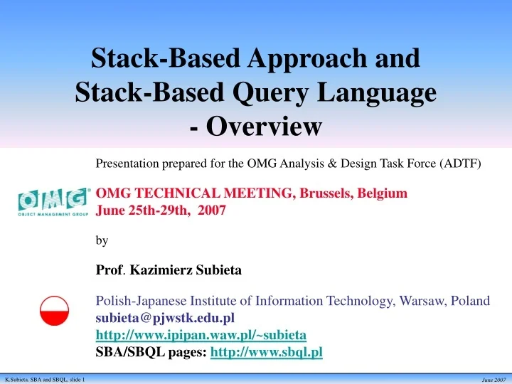 PPT - Stack-Based Approach and Stack-Based Query Language - Overview ...