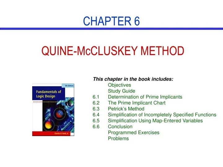 PPT - CHAPTER 6 QUINE-McCLUSKEY METHOD PowerPoint Presentation, free ...