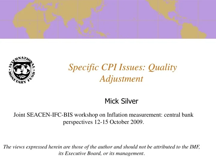 PPT - Specific CPI Issues: Quality Adjustment PowerPoint Presentation ...