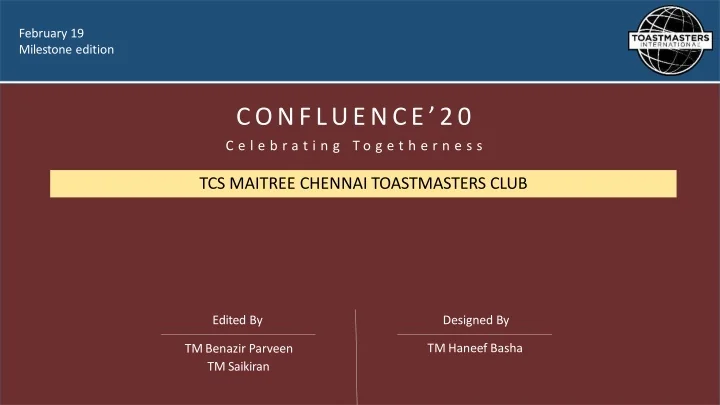 PPT - TCS MAITREE CHENNAI TOASTMASTERS CLUB - Confluence 2020 ...