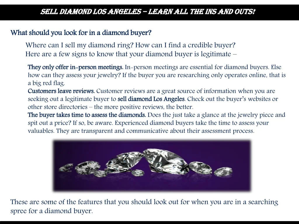 PPT - How to Find the Authentic Diamonds Buyers Los Angeles? PowerPoint ...