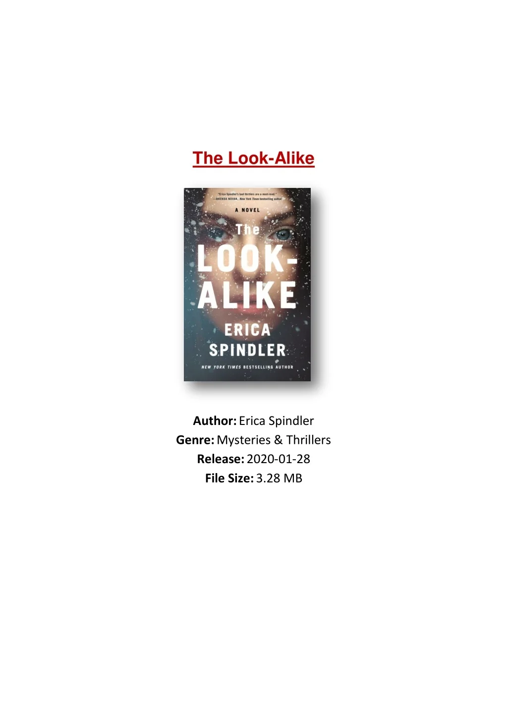 PPT - [PDF] Free Download The Look-Alike By Erica Spindler PowerPoint ...