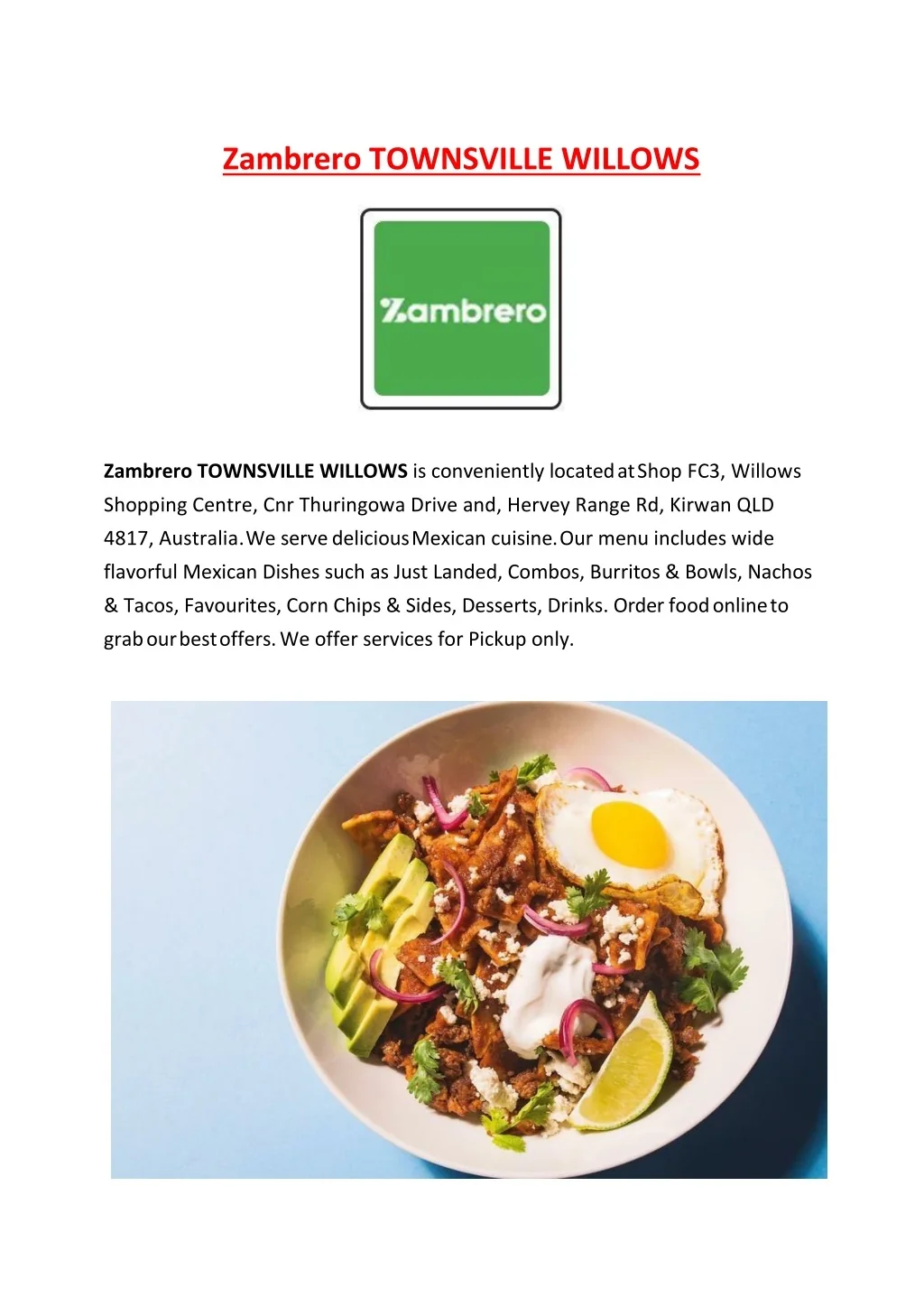 PPT - 5% Off - Zambrero Mexican Restaurant Menu in Townsville Willows ...