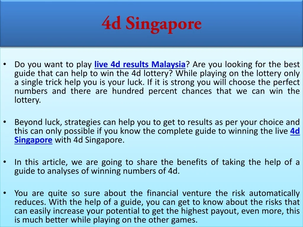 PPT - winning the live 4d Singapore with 4d Singapore PowerPoint ...